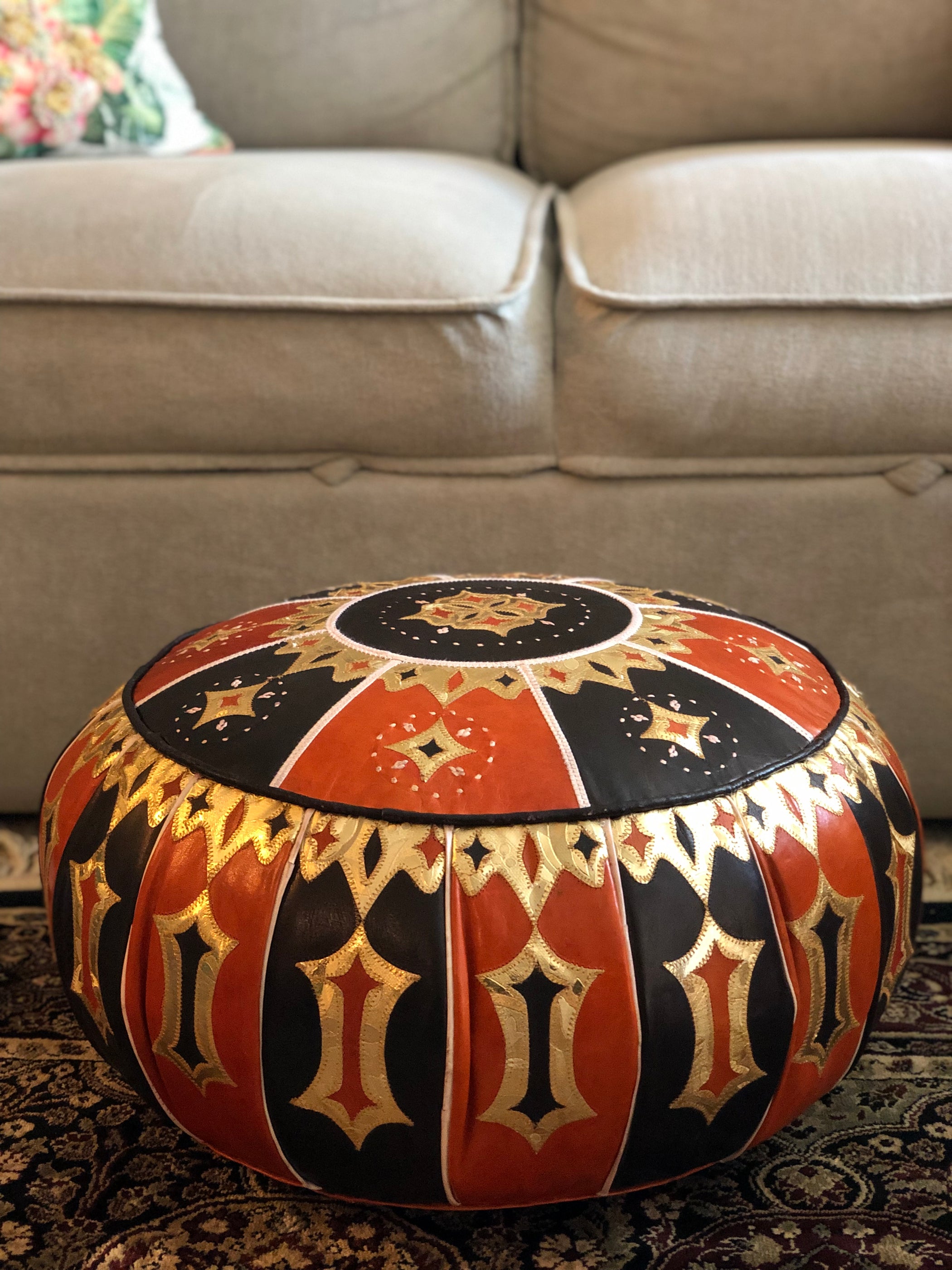 Handmade West African Leather Pouf | Unstuffed – Mai Glow